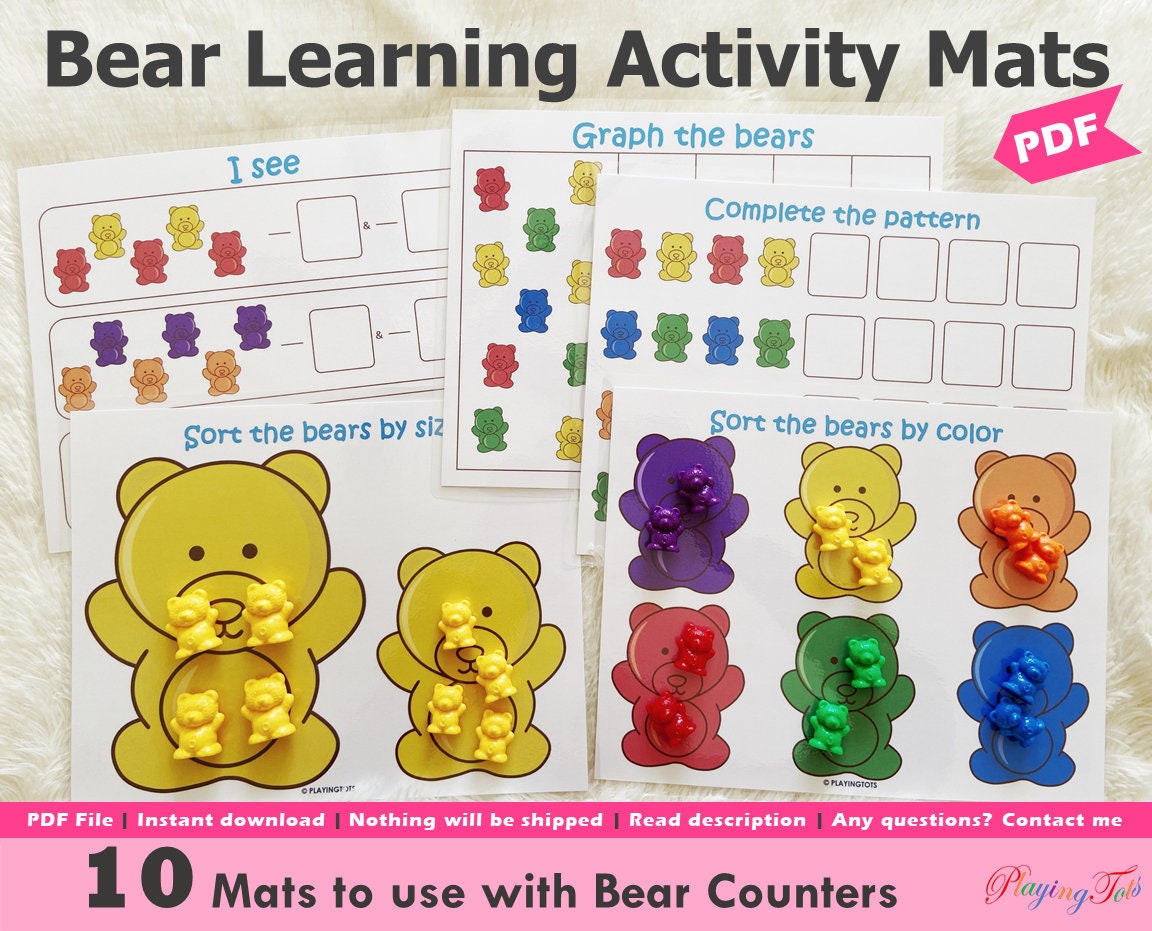 Bear Counters Learning Mats Printable Learning Binder Busy - Etsy Canada