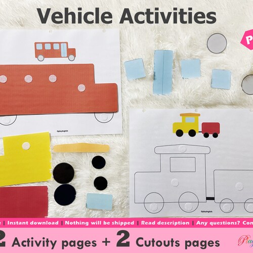 Vehicles Activity Sheets Printable for Busy Book Toddlers | Etsy