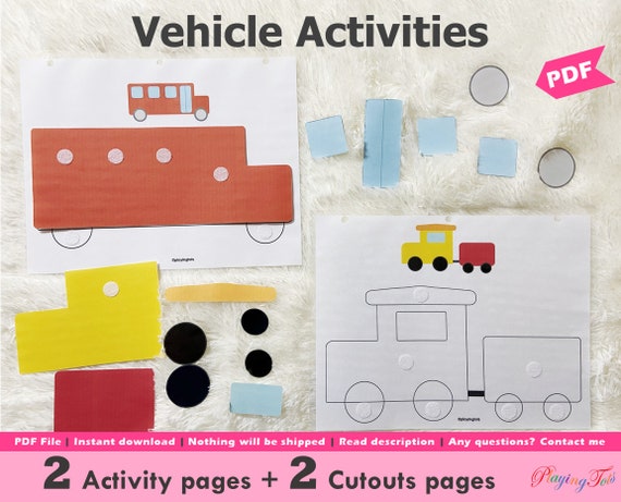 Vehicles Activity Sheets Printable for Busy Book Toddlers | Etsy