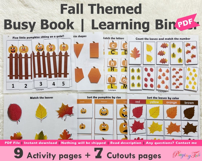 Fall or Autumn Busy Book Printable for Toddlers, Learning Activities ...