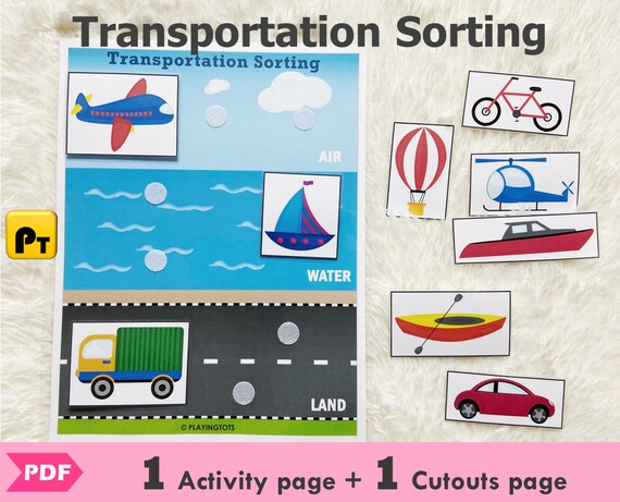 Land Air Water Transportation Sorting Activity Printable Busy | Etsy