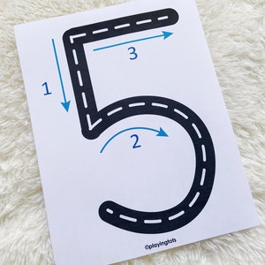 Numbers 0 to 9 Tracing Road Mats Printable, Writing Practice, Toddlers ...