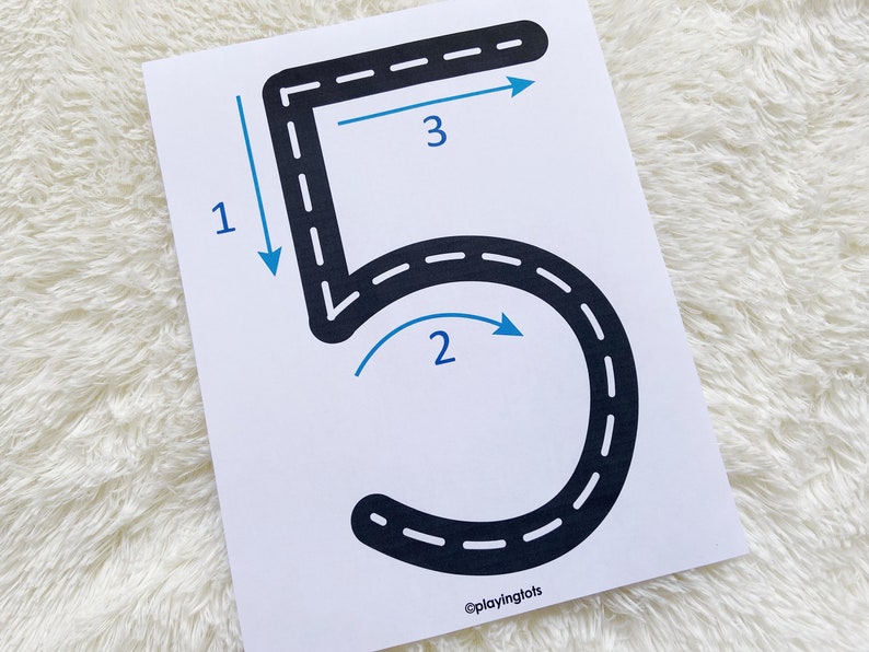 Numbers 0 to 9 Tracing Road Mats Printable Writing Practice - Etsy
