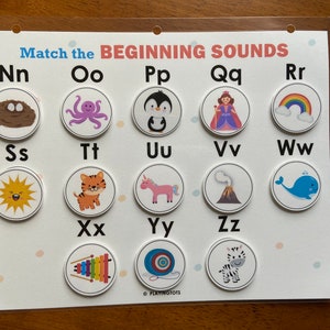 Beginning Sounds Matching Printable, Alphabet Matching, Phonics ...