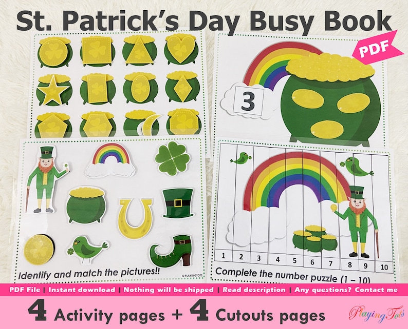St Patricks Day Busy Book Printable for Toddlers Quiet Book | Etsy