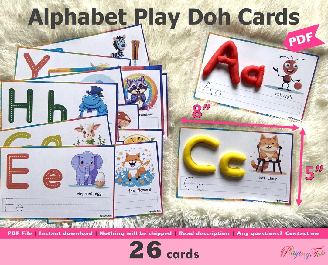 Alphabet Playdoh Cards Printable, Uppercase and Lowercase Letters ...