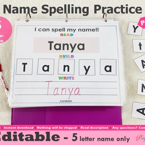 Editable 5 Letter Name Spelling Practice Activity Printable, Name ...