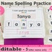 Editable 5 Letter Name Spelling Practice Activity Printable - Etsy