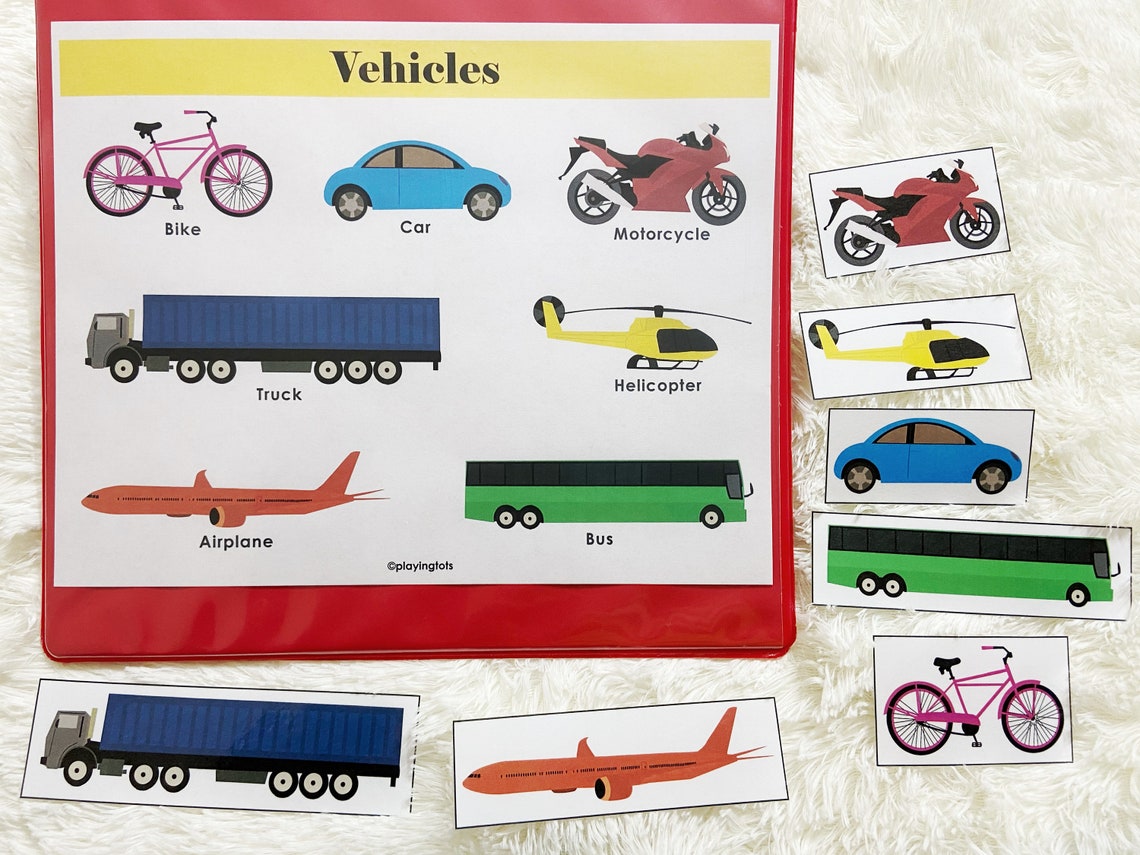 Vehicles Chart Printable Vehicle Match Toddler Busy Book - Etsy Australia