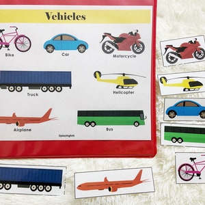Vehicles Chart Printable Vehicle Match Toddler Busy Book - Etsy