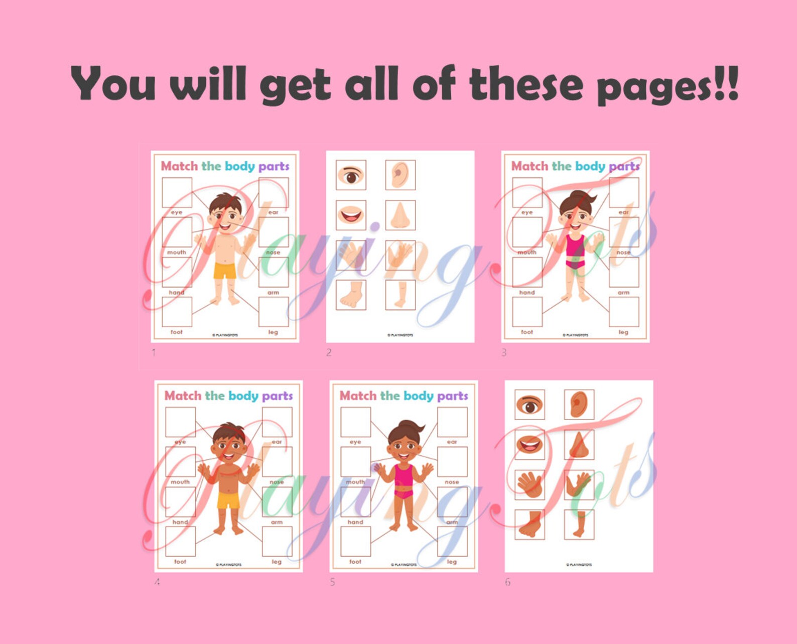 Body Parts Matching Activity Printable, Toddler Busy Book Pages ...