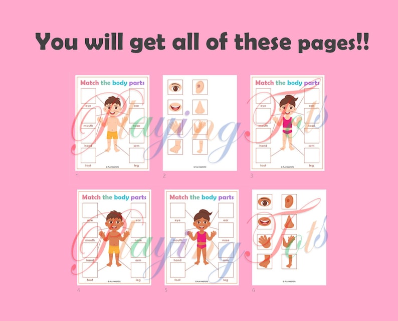 Body Parts Matching Activity Printable Toddler Busy Book - Etsy