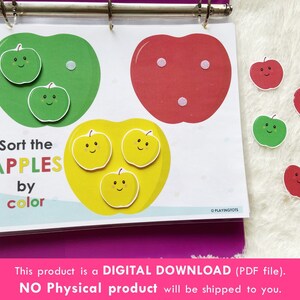 Apple Themed Busy Book Printable, Toddler Busy Book, Learning Binder ...