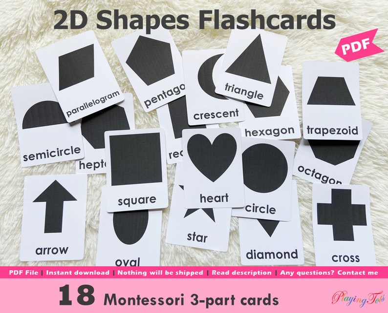 2D Shapes Flashcards Printable Flash Card for Babies & Kids - Etsy Canada