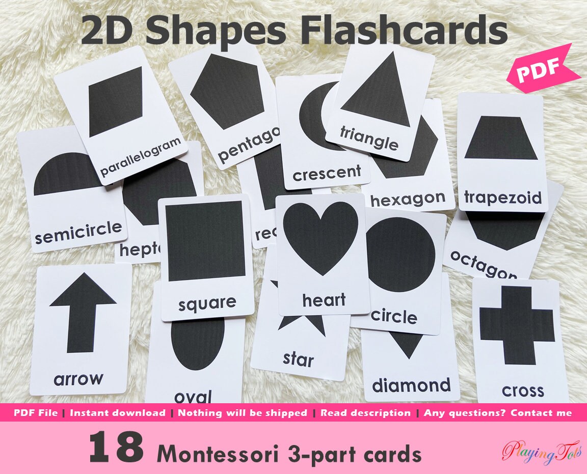 2D Shapes Flashcards Printable Flash Card for Babies & Kids - Etsy Canada
