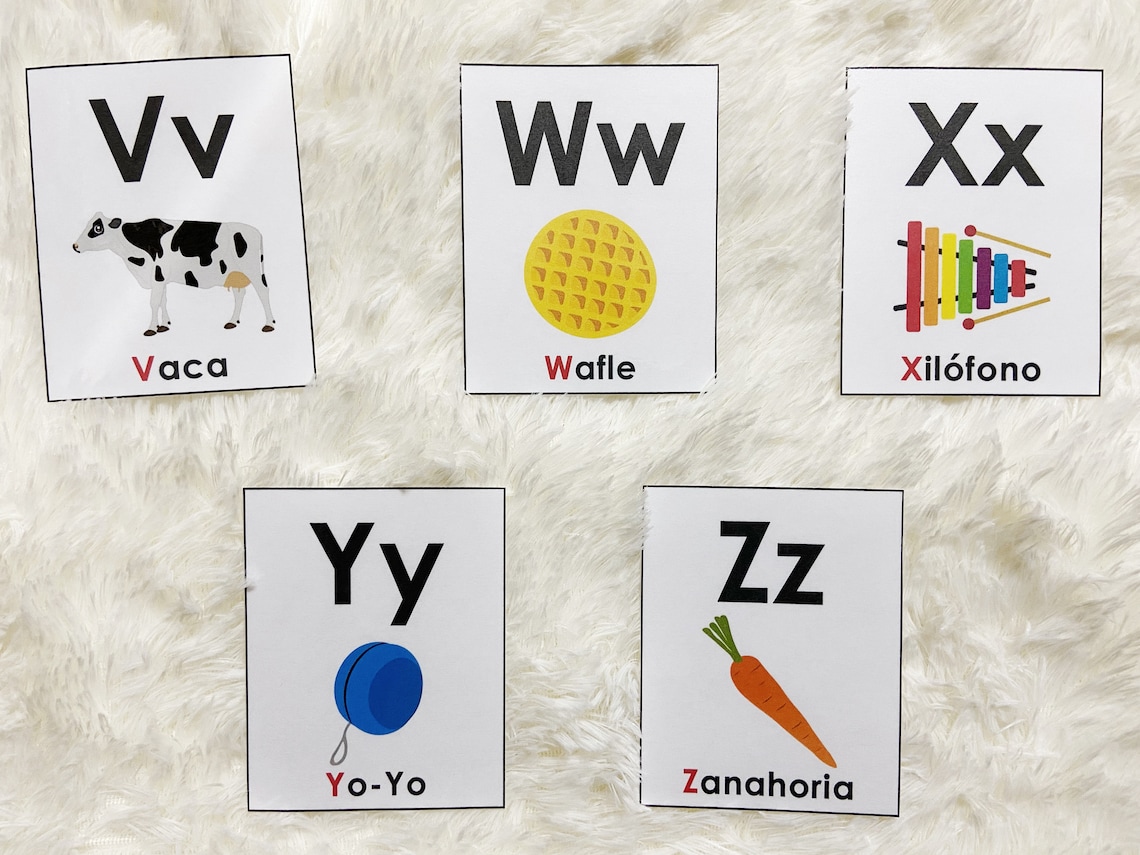 Spanish Alphabet Flash Cards Printable Alphabet Picture | Etsy Canada