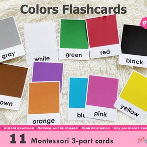 Colors Flashcards Printable, Flash Card for Babies & Kids, Montessori 3 ...