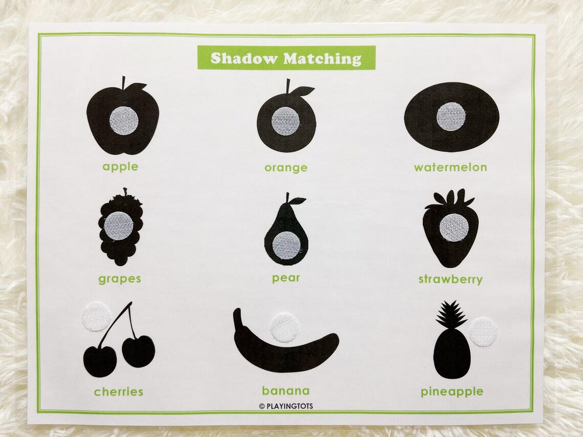 Fruits and Vegetables Shadow Matching Activity Printable - Etsy