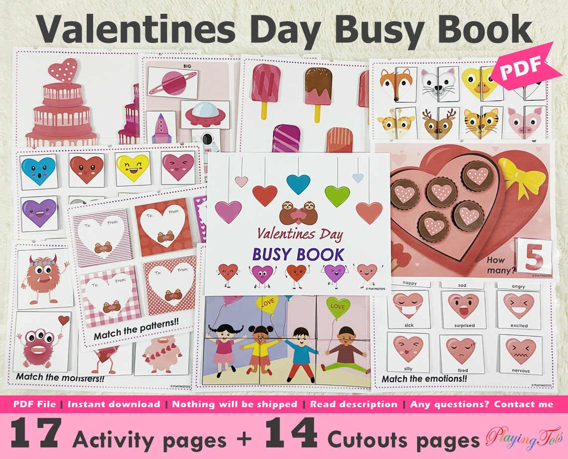 Valentines Day Busy Book Printable Toddler Learning Binder - Etsy