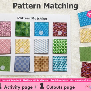 Patterns Matching Activity Printable for Toddlers - Etsy