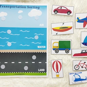 Land Air Water Transportation Sorting Activity Printable, Toddler Busy ...