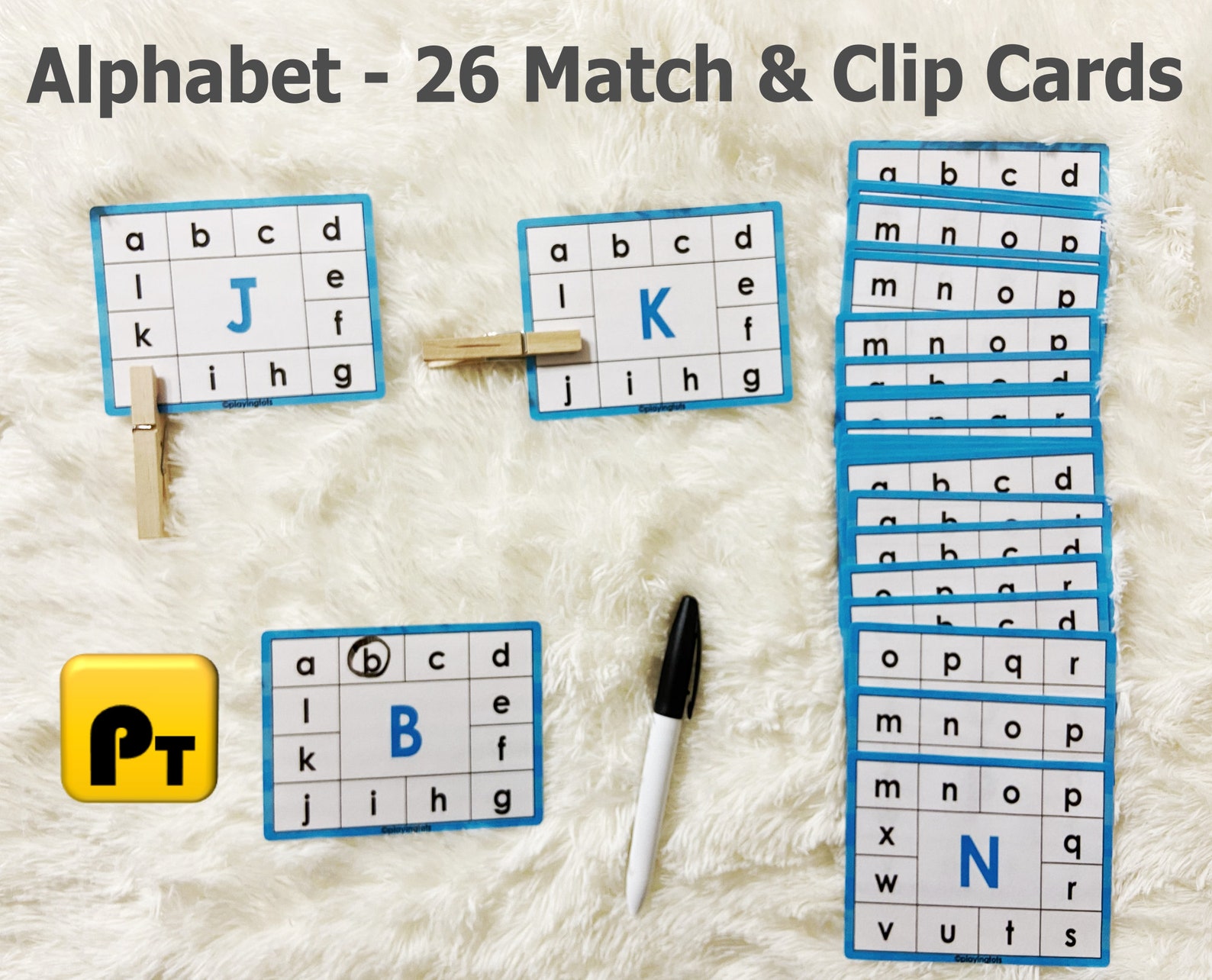 Alphabet Match and Clip Cards Printable Uppercase and | Etsy