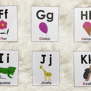 Spanish Alphabet Flash Cards Printable, Alphabet Picture Flashcards ...