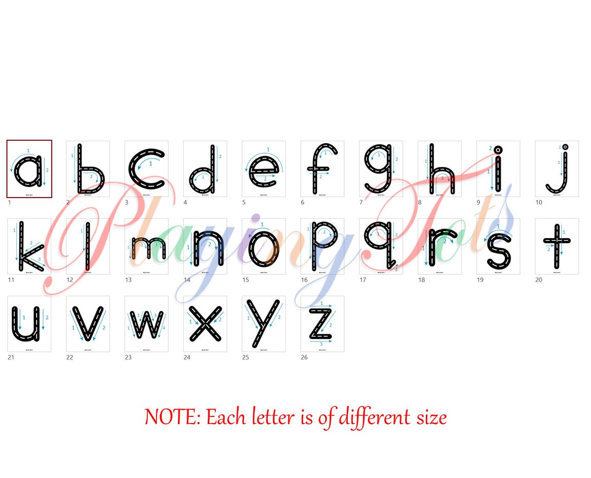 Alphabet Tracing Road Mats Printable Lowercase Letters - Etsy