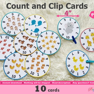 Count and Clip Animals Cards Printable, Busy Bag Activities, Task Box ...