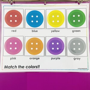 Colors Matching Toddler Busy Book Pages Printable, Learning Binder ...