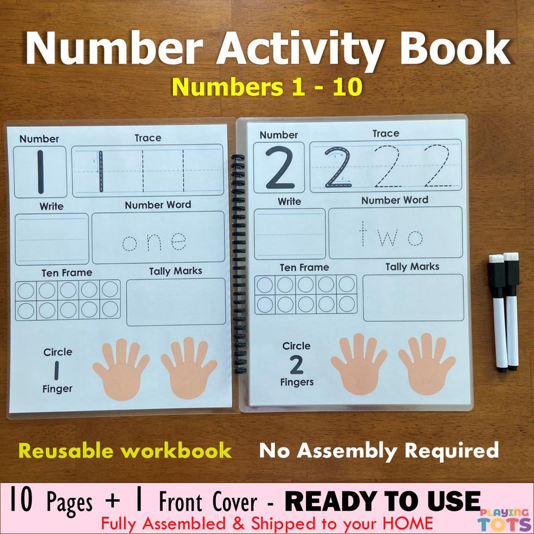 Number Workbook, Fully Assembled, Toddler Worksheets, Preschool Numbers ...