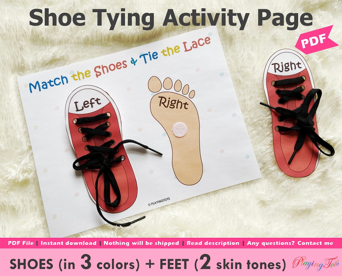 Tie Your Shoes Activity Printable, Tie Shoe Laces, Busy Book Activity ...
