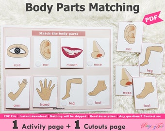 Body Parts Matching Activity Printable Toddler Busy Book | Etsy