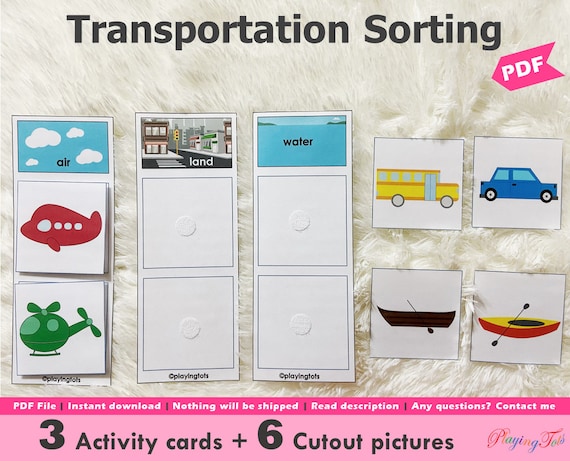 Transportation Sorting Activity Printable Sort Vehicles Land - Etsy