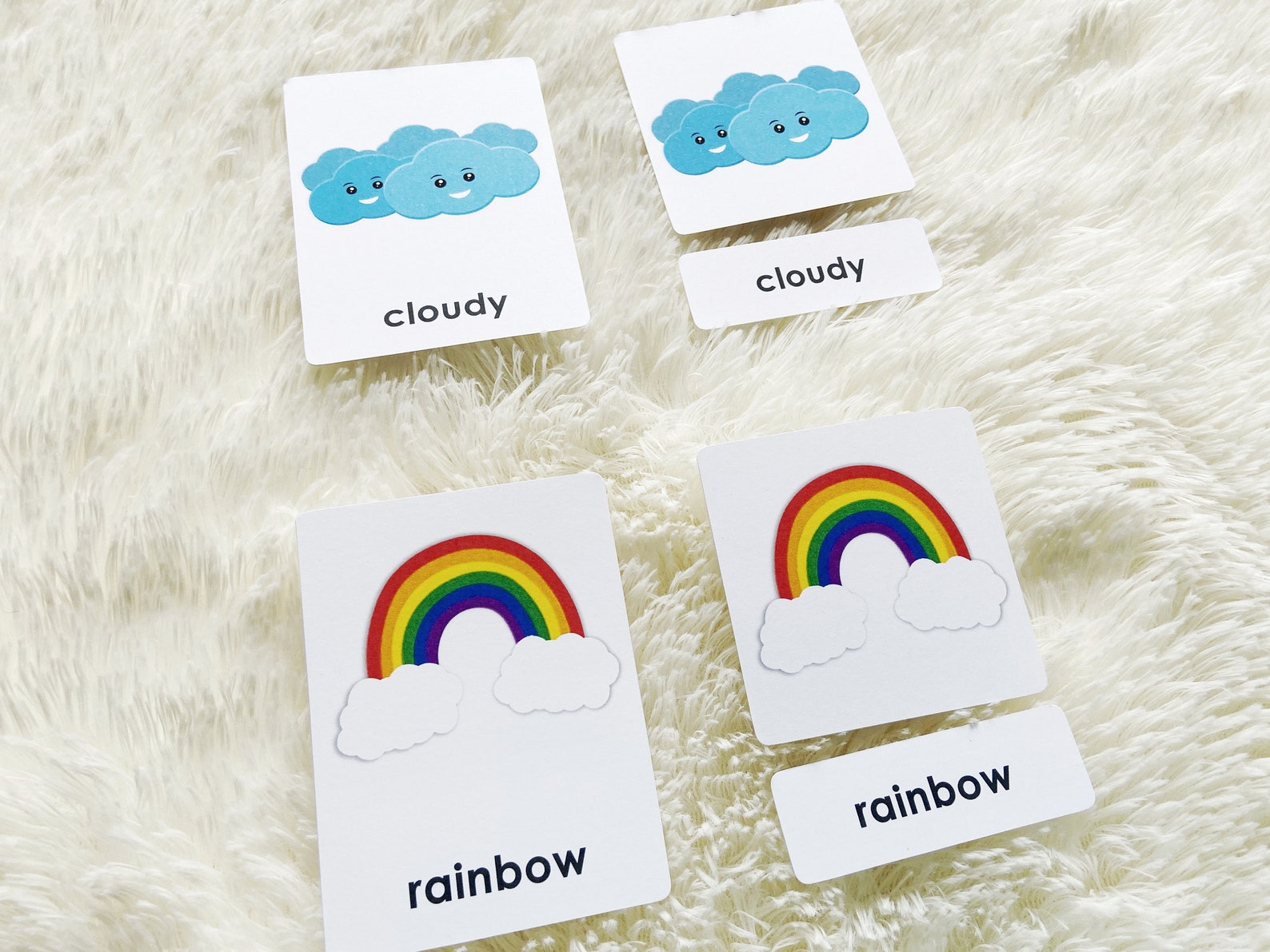 Weather Flashcards Printable Montessori 3 Part Cards Toddler - Etsy
