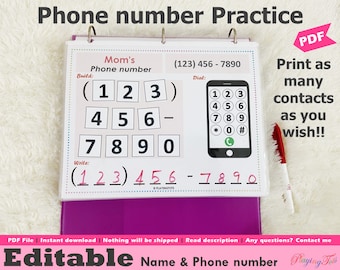 Editable Phone Number Practice Activity Printable Learn - Etsy