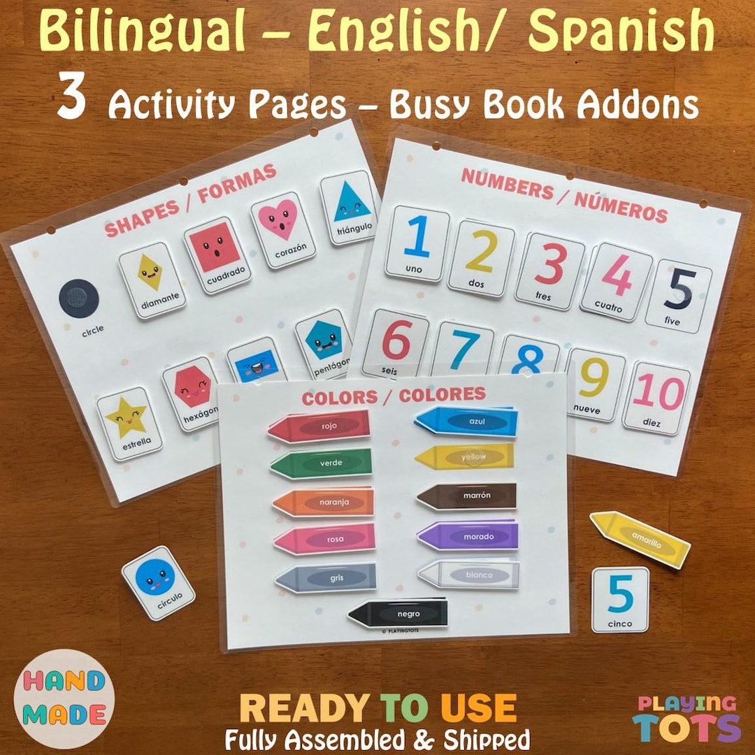 Bilingual Spanish Toddler Busy Book Addon Activity Pages, Fully ...