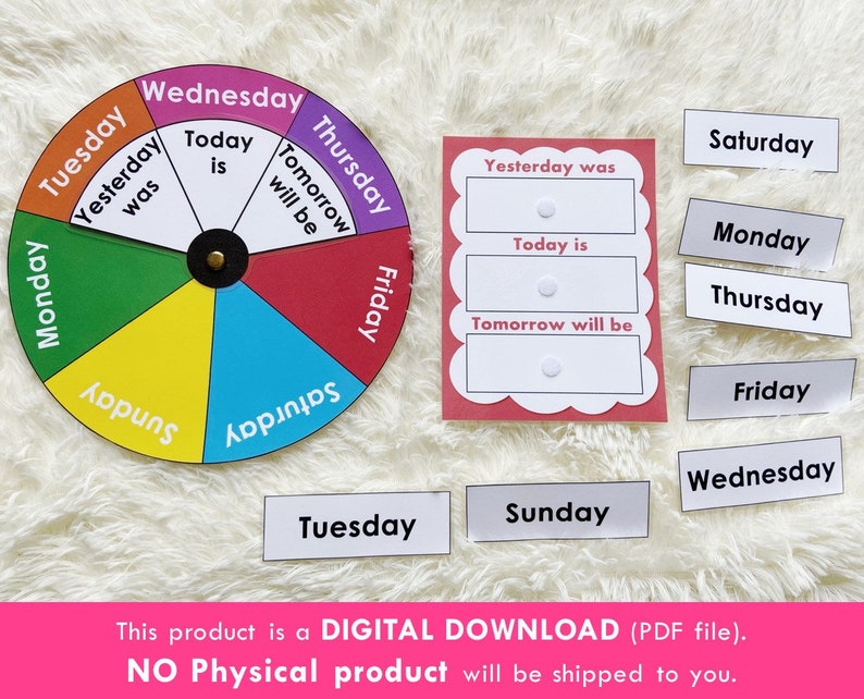 Days of the Week Activity Printable Days Wheel Days | Etsy