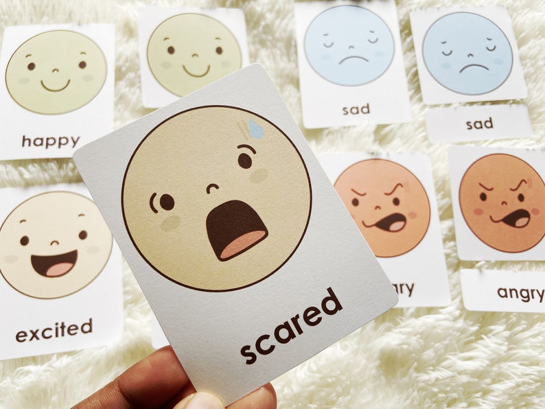 Emotions Flashcards Printable Feelings Montessori 3 Part - Etsy