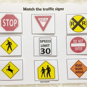 Road Traffic Signs Matching Activity Printable for Toddlers and ...