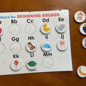 Beginning Sounds Matching Printable, Alphabet Matching, Phonics ...