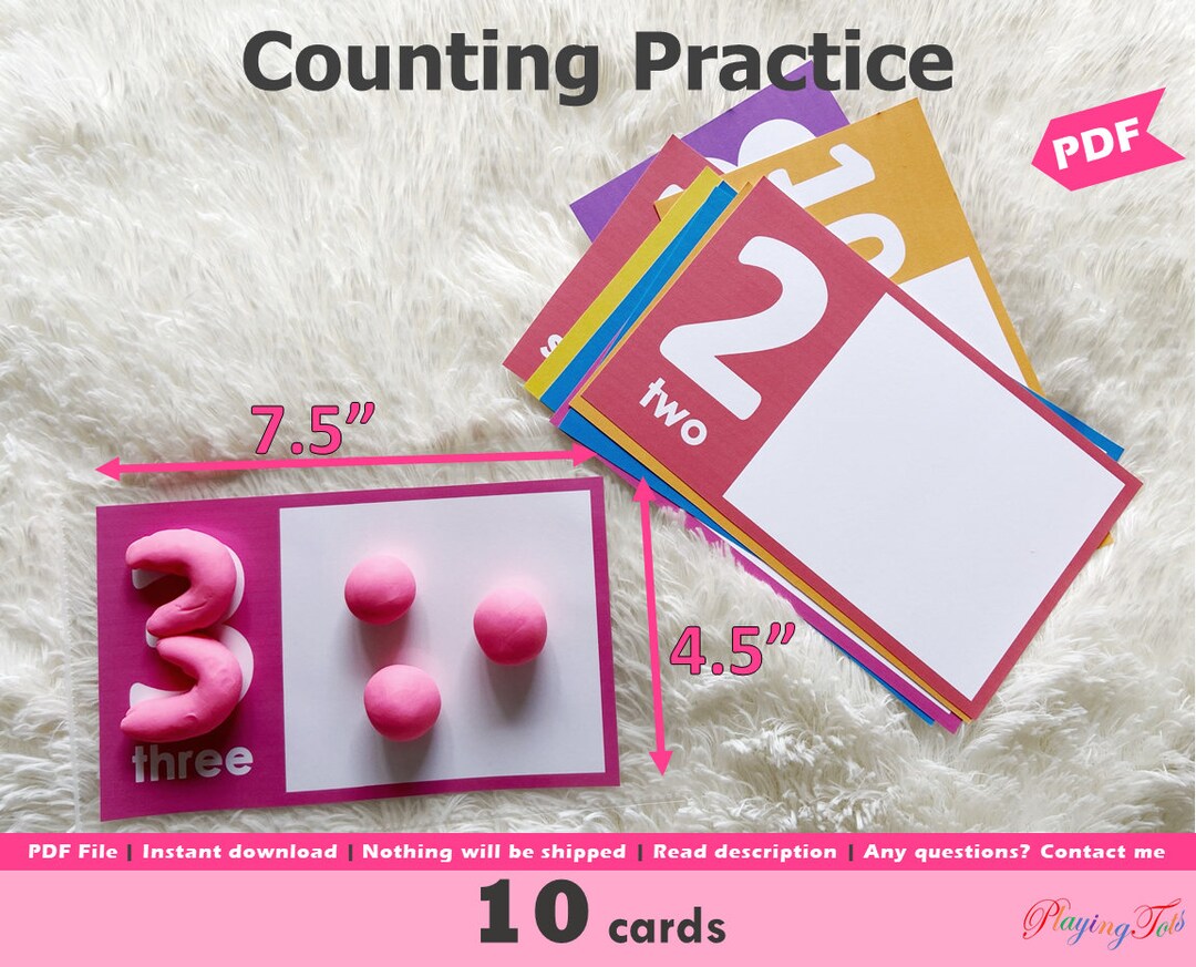 Counting Practice Activity Cards Printable, Numbers 1 to 10, Numbers ...
