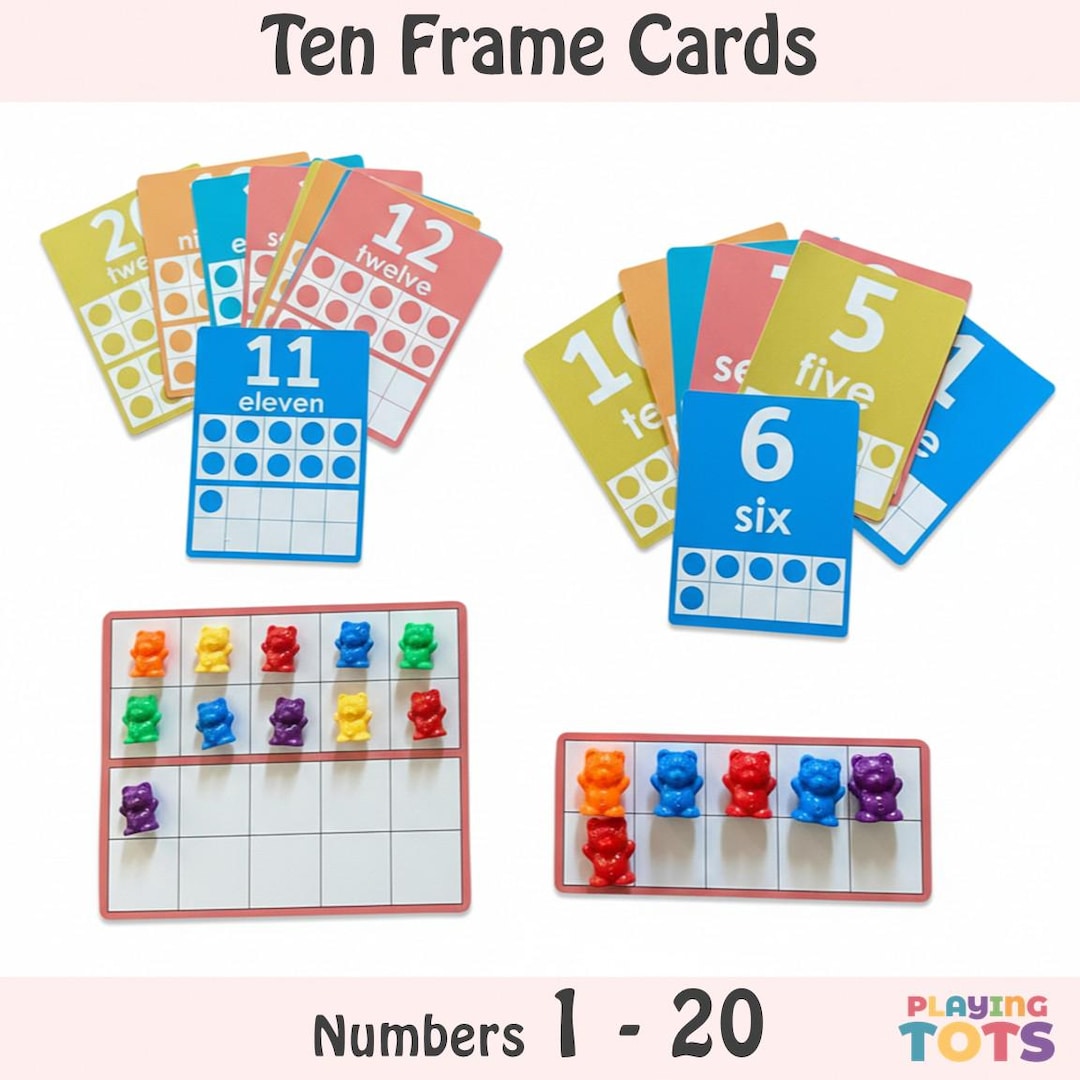 Ten Frames Flash Cards Printable, Ten Frame Math, Learn to Count ...
