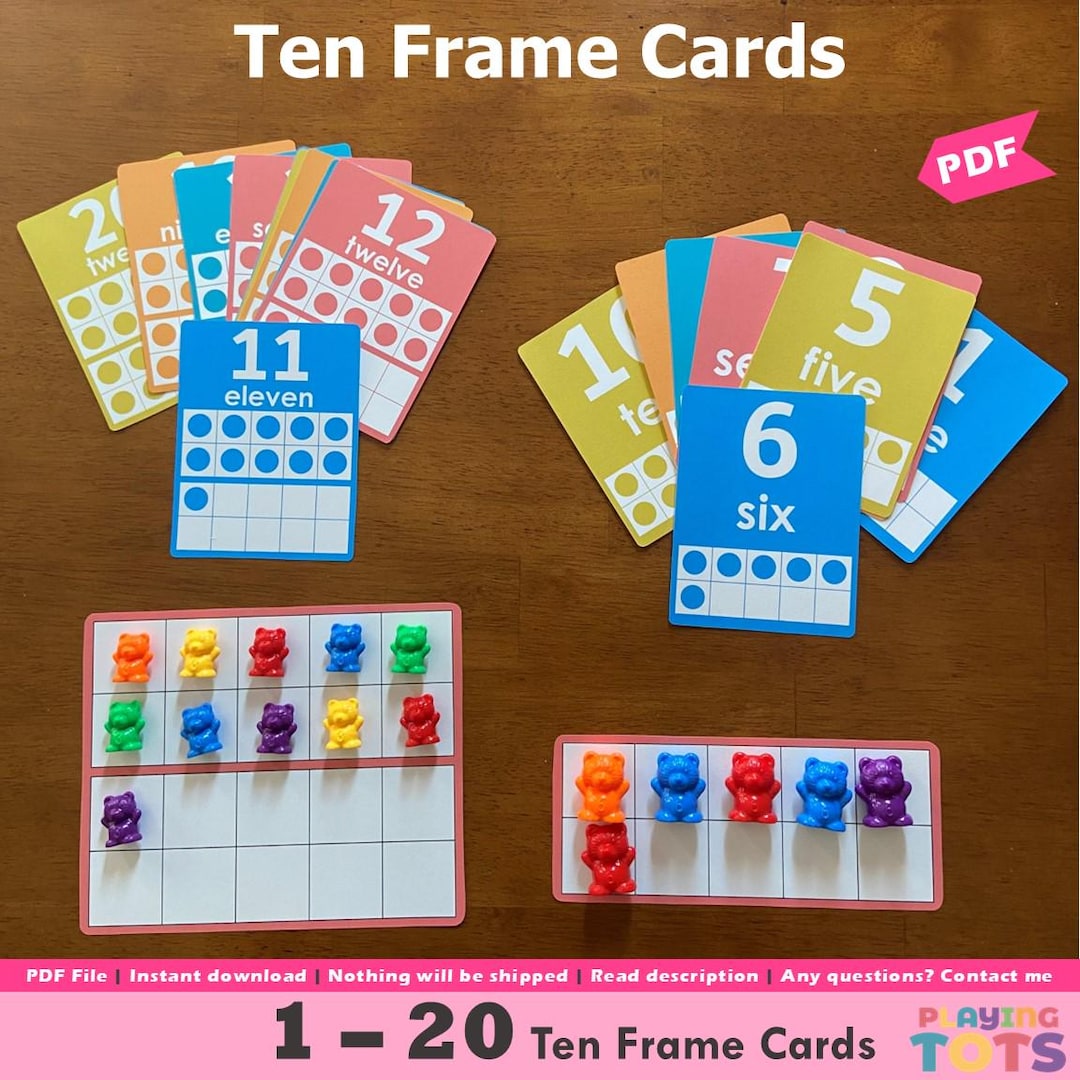 Ten Frames Flash Cards Printable, Ten Frame Math, Learn to Count ...