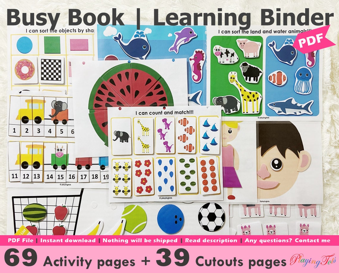 Toddler Busy Book Printable Learning Folder Quiet Book - Etsy Canada
