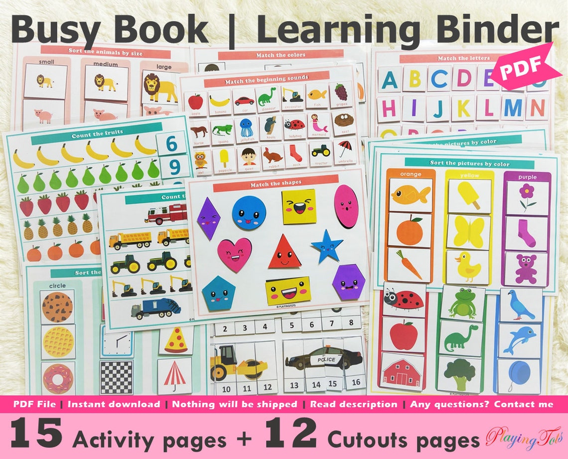 Preschool Learning Binder Printable Toddler Busy Book Quiet - Etsy