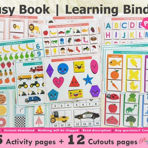 Toddler Busy Book Toddler Learning Binder Learning Folder - Etsy