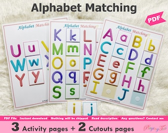 Alphabet Matching Activity Printable Uppercase and Lowercase | Etsy Canada