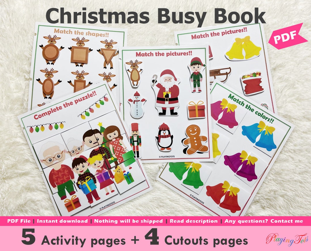 Christmas Toddler Busy Book Printable, Winter Learning Binder, Holiday ...
