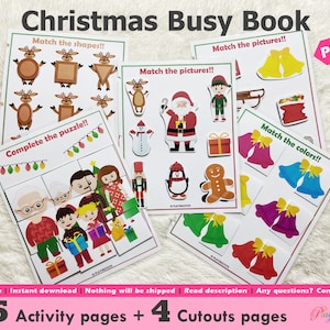 Christmas Toddler Busy Book Printable, Winter Learning Binder, Holiday ...